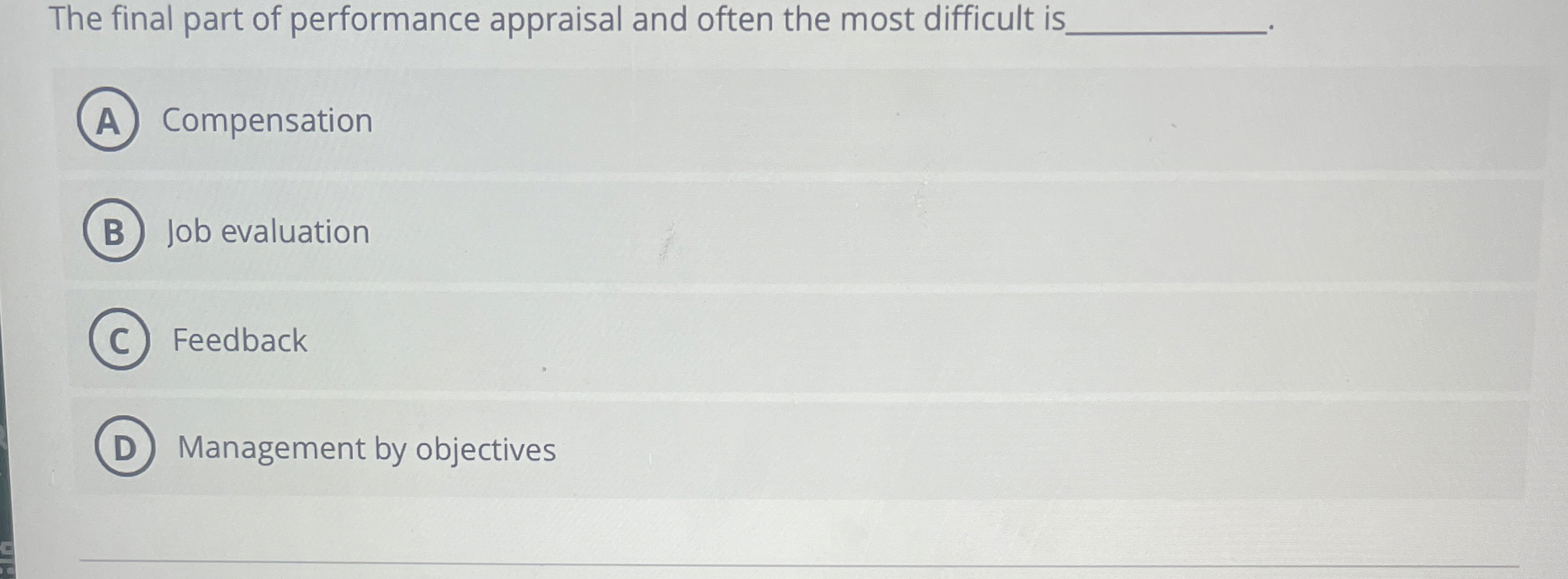 Solved The final part of performance appraisal and often the | Chegg.com