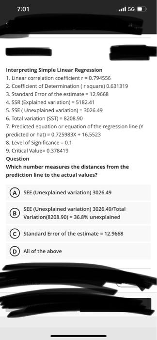 Solved 7:01 al 5G Interpreting Simple Linear Regression 1. | Chegg.com