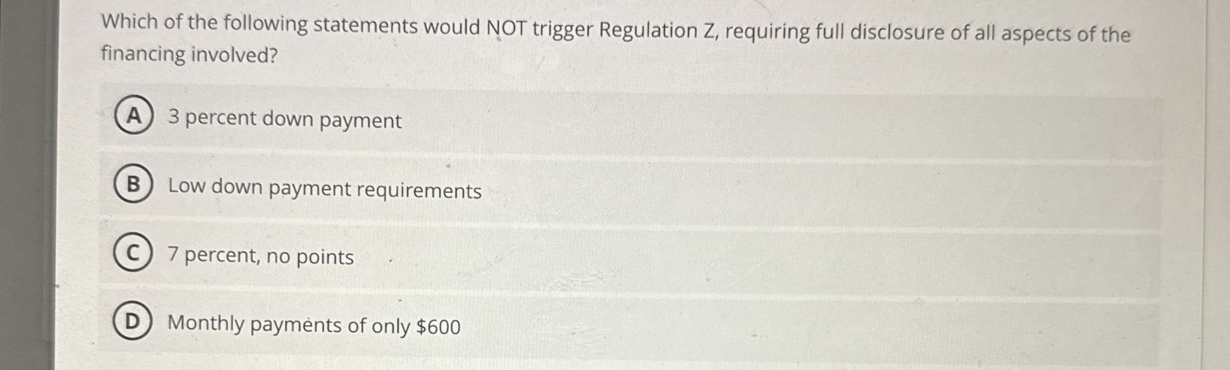 Solved Which of the following statements would NOT trigger | Chegg.com
