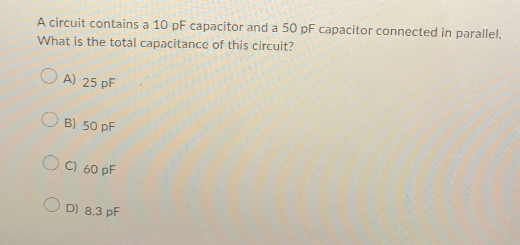 Solved A circuit contains a 10pF ﻿capacitor and a 50pF | Chegg.com