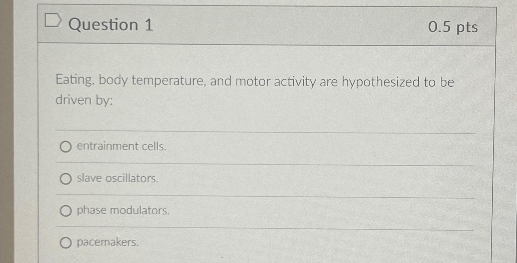 Solved Question 10.5ptsEating, body temperature, and motor | Chegg.com