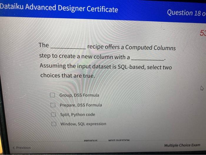 Solved The recipe offers a Computed Columns step to create a | Chegg.com