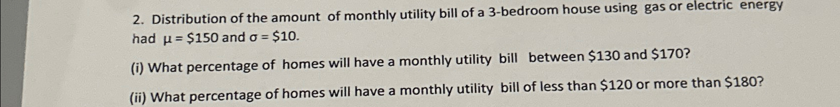 Solved Distribution of the amount of monthly utility bill of | Chegg.com