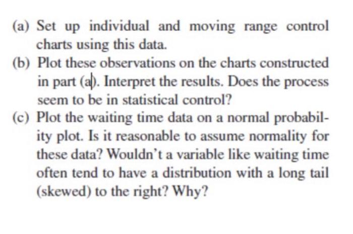 Solved (a) Set up individual and moving range control charts | Chegg.com