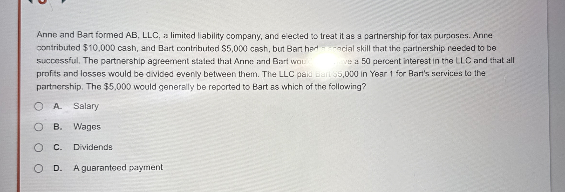 Solved Anne and Bart formed AB, ﻿LLC, ﻿a limited liability | Chegg.com