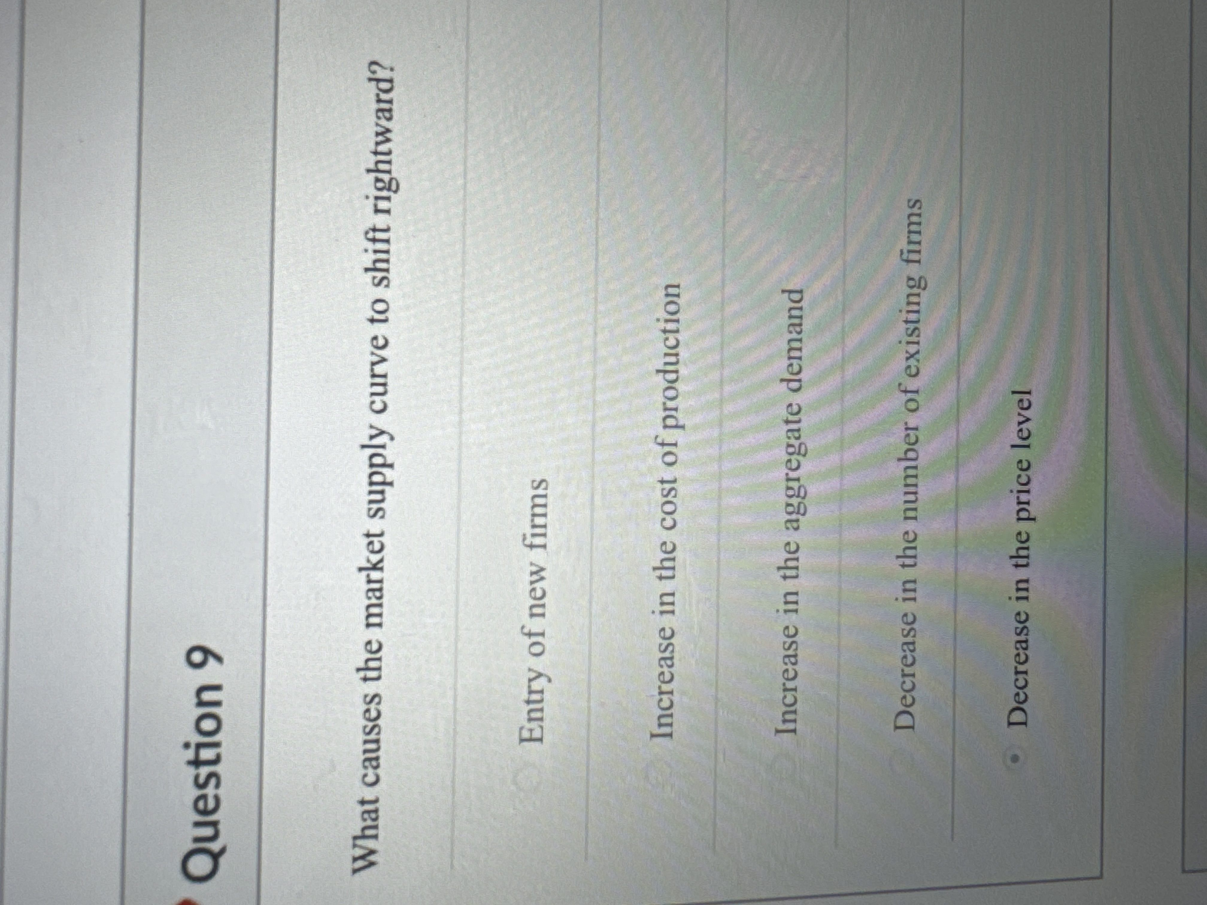 Solved A rightward shift of a market supply curve might be | Chegg.com
