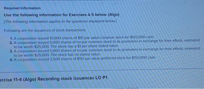Solved Required informetion Use the following information | Chegg.com