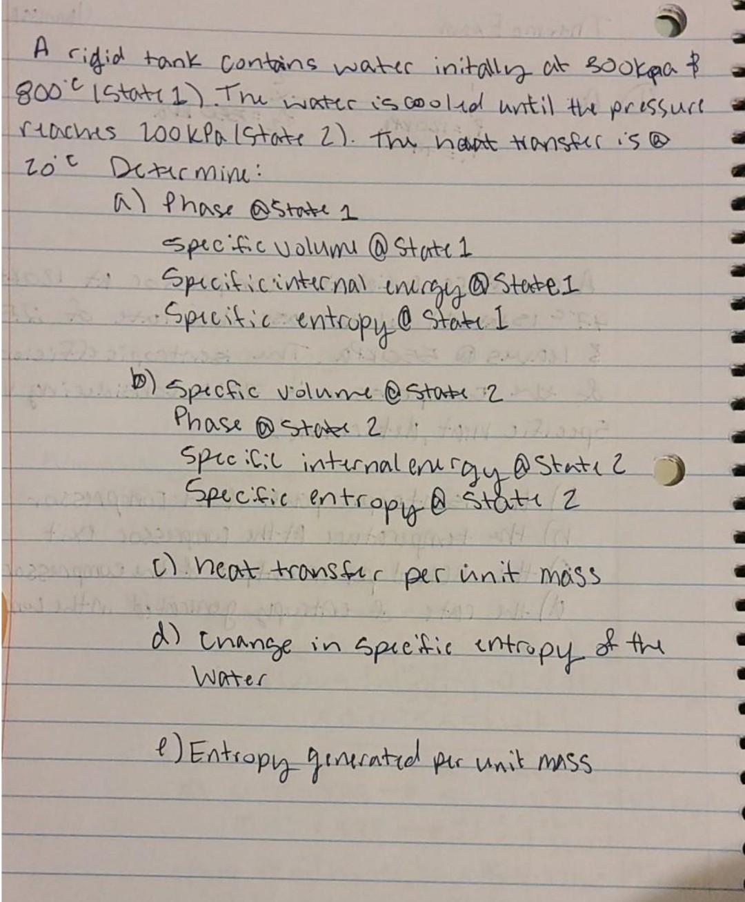 Solved A rigid tank contains water initally at sookaa 3 8000 | Chegg.com