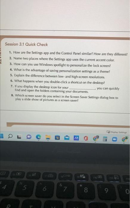 Solved Session 3.1 Quick Check 1. How are the Settings app | Chegg.com