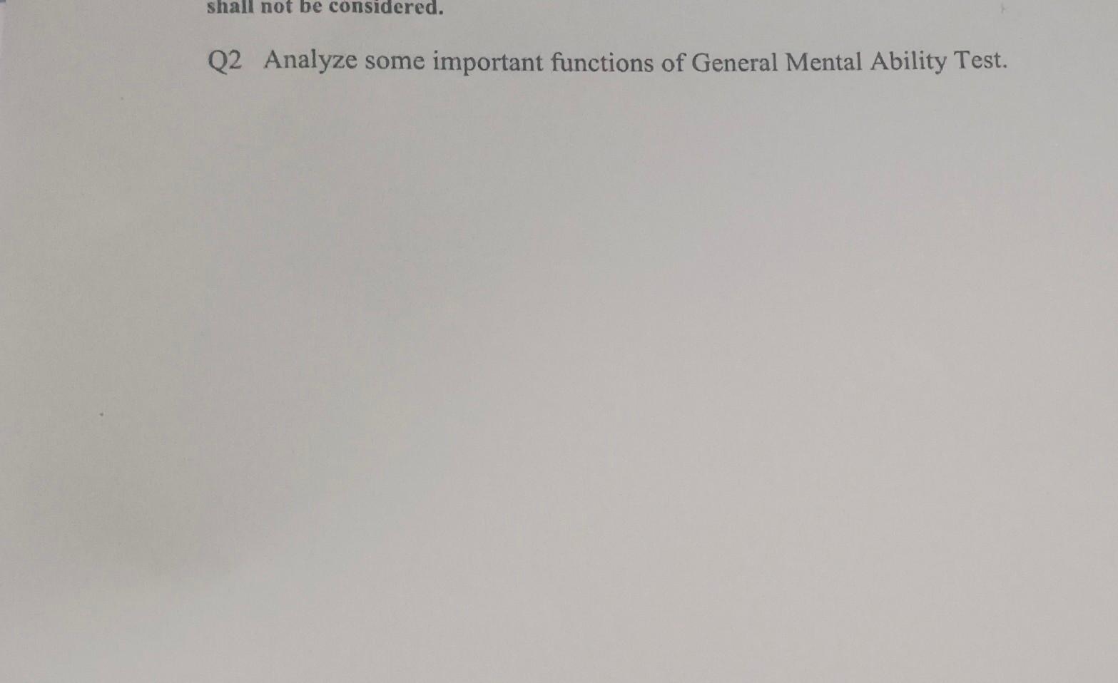 Q2 Analyze some important functions of General Mental | Chegg.com