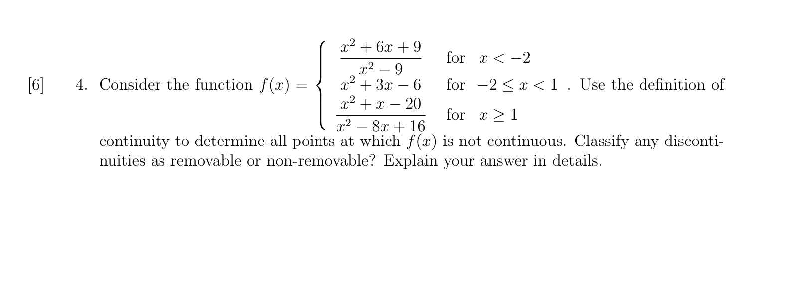Solved continuity to determine all points at which f(x) ﻿is | Chegg.com