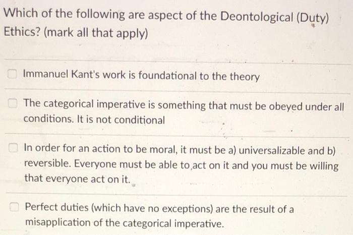 Which of the following are aspect of the | Chegg.com