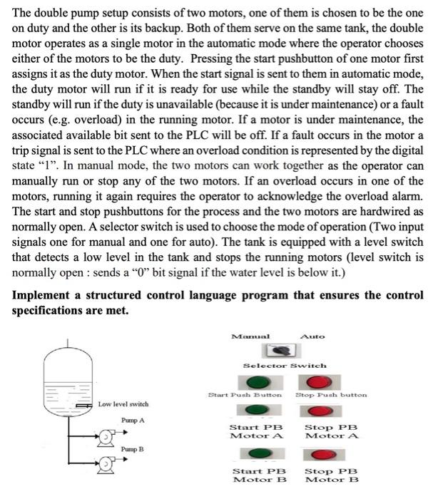 The double pump setup consists of two motors, one of | Chegg.com
