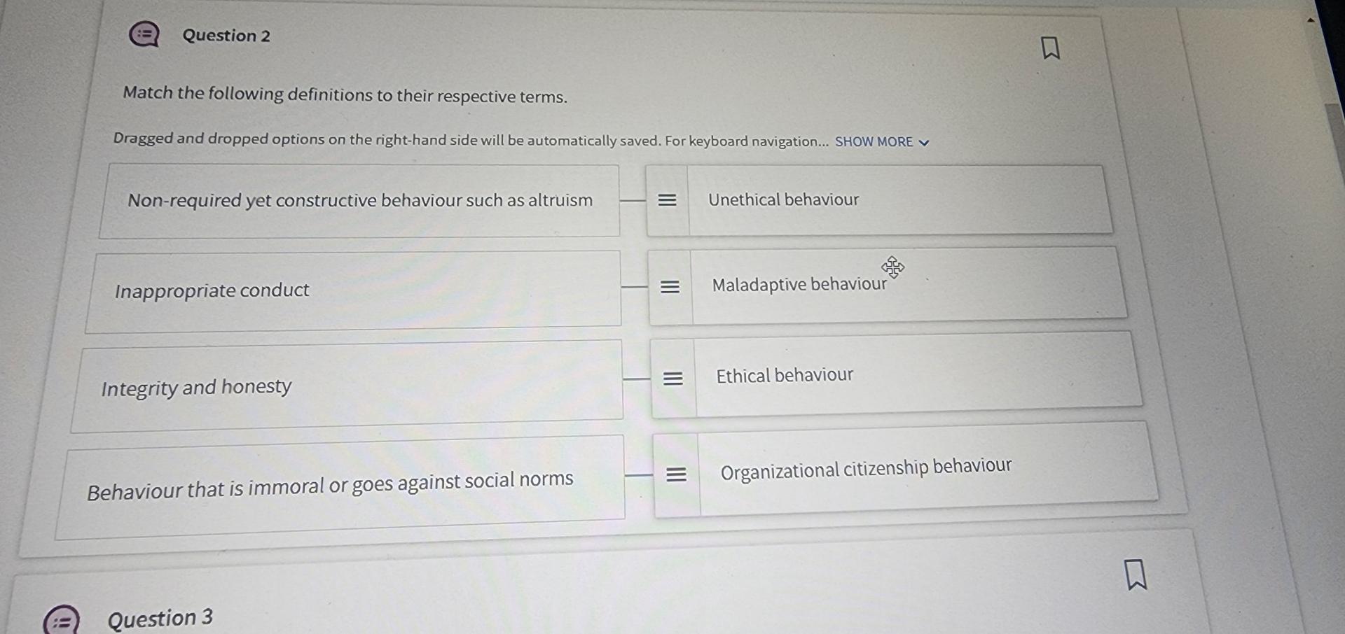 Solved Question 2Match the following definitions to their | Chegg.com