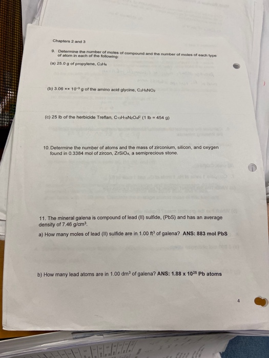 Solved Chapters 2 And 3 9 Determine The Number Of Moles Of