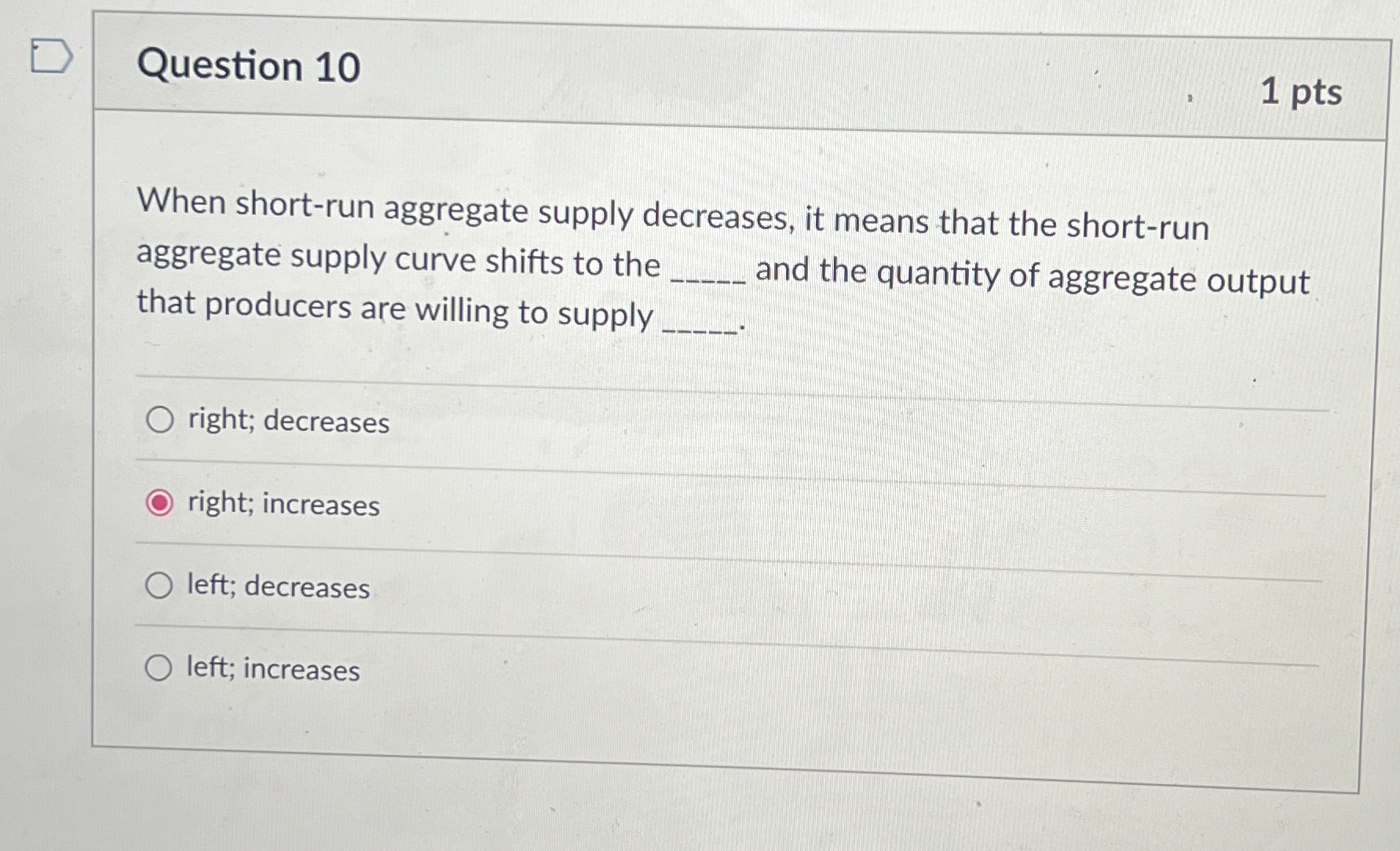 Solved Question 101 ﻿ptsWhen short-run aggregate supply | Chegg.com