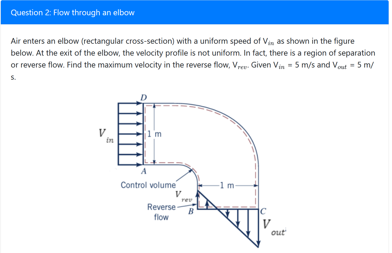 Solved Question 2: Flow through an elbowAir enters an elbow | Chegg.com
