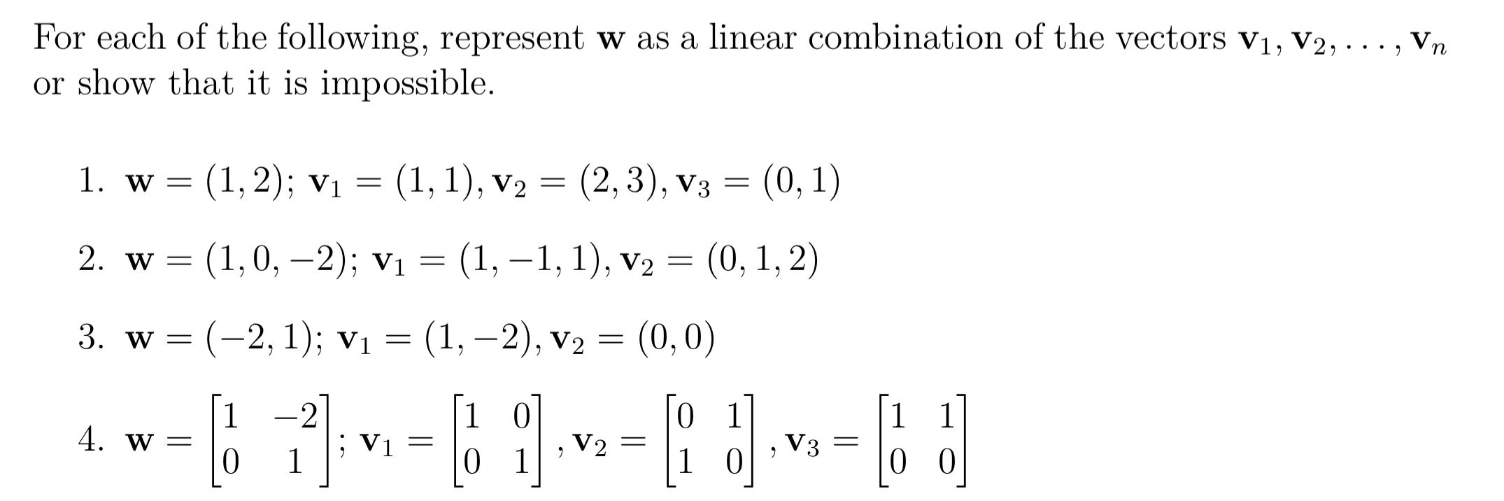 Solved Solve questions 1,2, ﻿and 4For each of the following, | Chegg.com