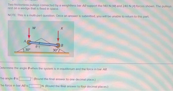 Solved Two frictionless pulleys connected by a weightless | Chegg.com