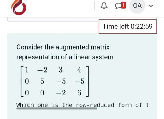 Solved Consider the augmented matrix representation of a | Chegg.com