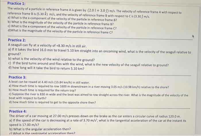 Solved The velocity of a particle in reference frame A is | Chegg.com
