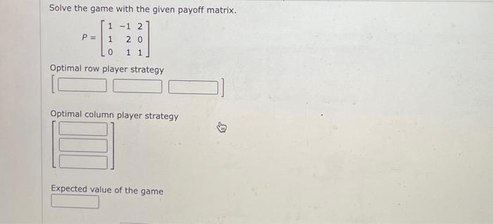 Solved Solve the game with the given payoff matrix. | Chegg.com