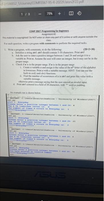 Solved COMP 2067i Progummint for Beginners Assigntitat in | Chegg.com