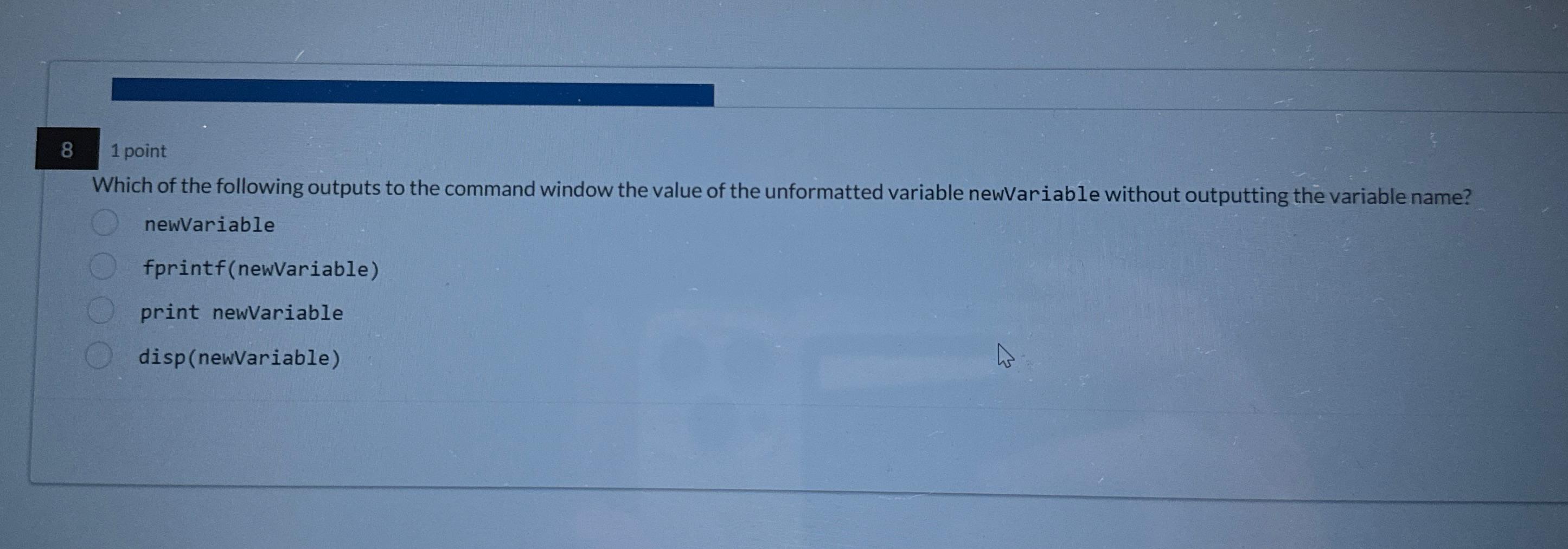 Solved 81 ﻿pointWhich of the following outputs to the | Chegg.com