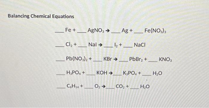 Solved Balancing Chemical Equations Fe + ________AgNO3 | Chegg.com