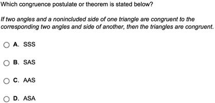 Solved Which congruence postulate or theorem is stated | Chegg.com