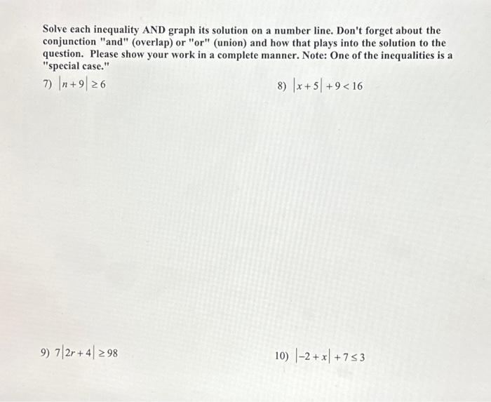 Solved Solve each inequality AND graph its solution on a | Chegg.com