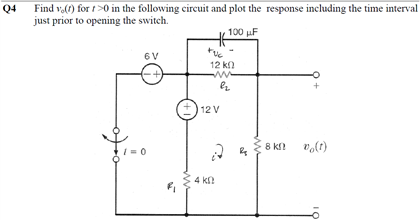 Solved Find v0(t) for t > 0 in the following circuit and | Chegg.com