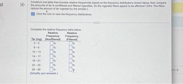 st K Construct one table that includes relative | Chegg.com