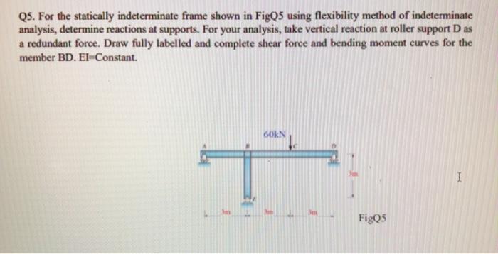 Solved QS. For the statically indeterminate frame shown in | Chegg.com