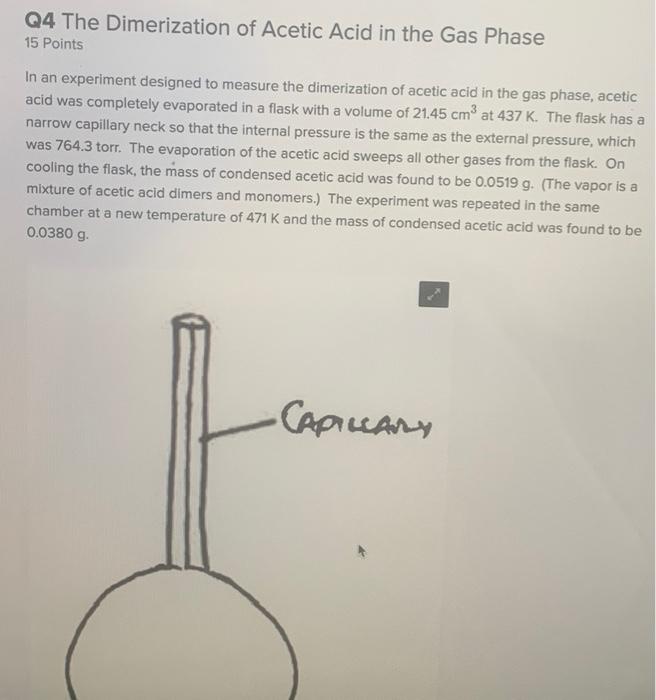 Q4 The Dimerization of Acetic Acid in the Gas Phase | Chegg.com