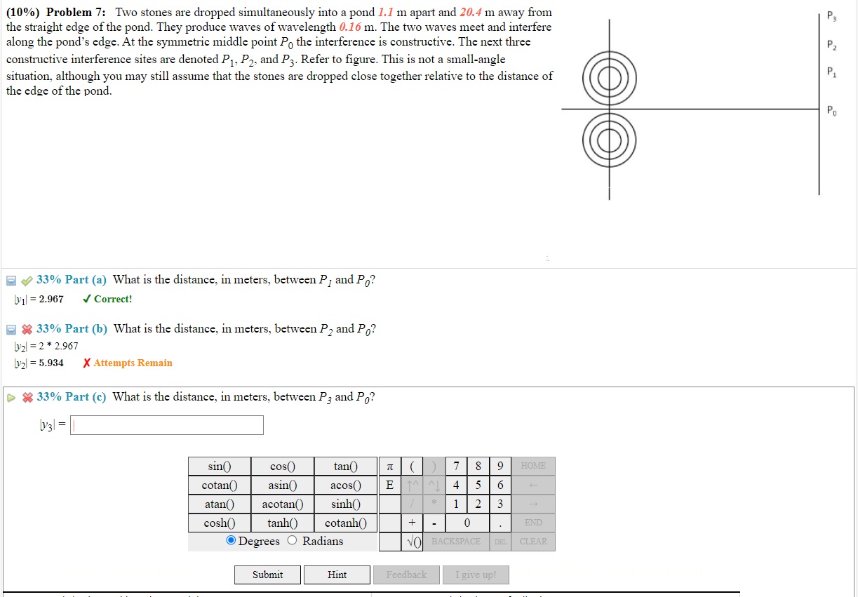 Solved (10%) ﻿Problem 7: Two stones are dropped | Chegg.com