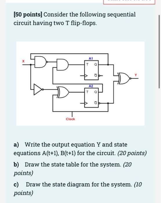Solved (50 points] Consider the following sequential circuit | Chegg.com