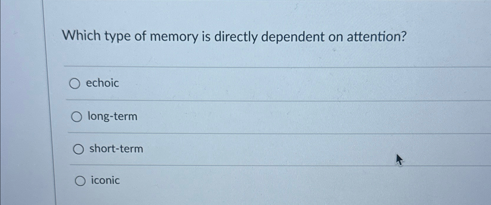 Solved Which type of memory is directly dependent on | Chegg.com