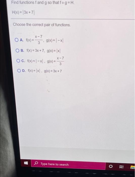 Solved Find functions f and g so that fog=H. H(x) = 13x +7 | Chegg.com