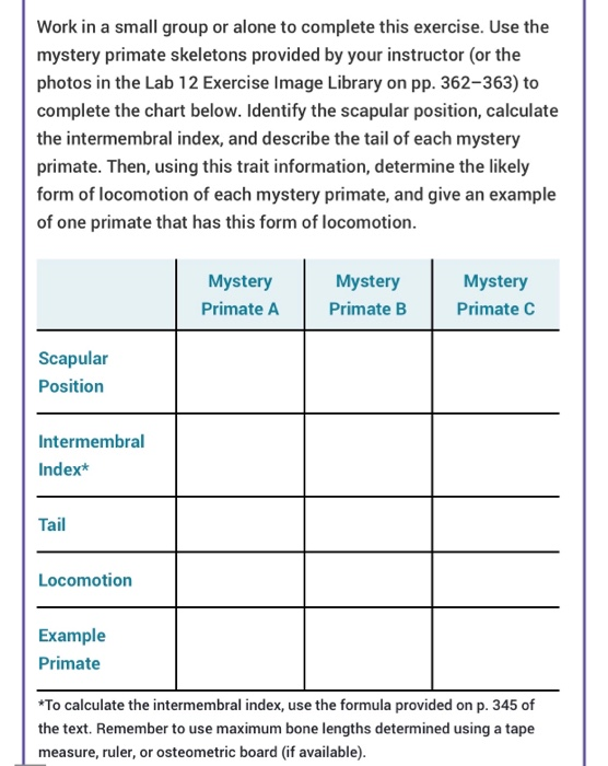 Solved EXERCISE 6 LOCOMOTION AND LOCOMOTOR ADAPTATIONS 2 | Chegg.com