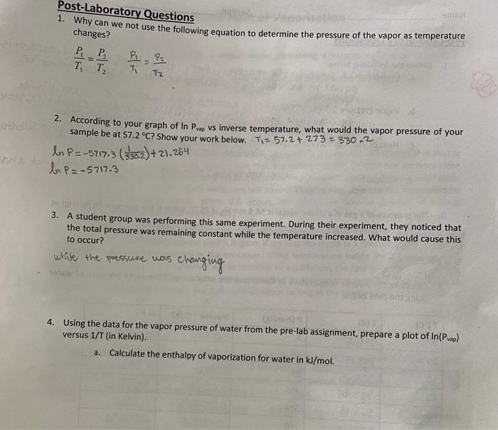 Solved Post-Laboratory Questions 1. Why can we not use the | Chegg.com ...