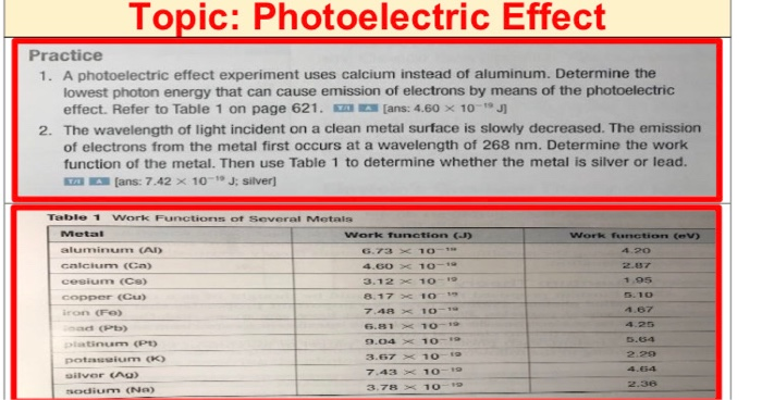 Solved Topic: Photoelectric Effect Practice 1. A | Chegg.com