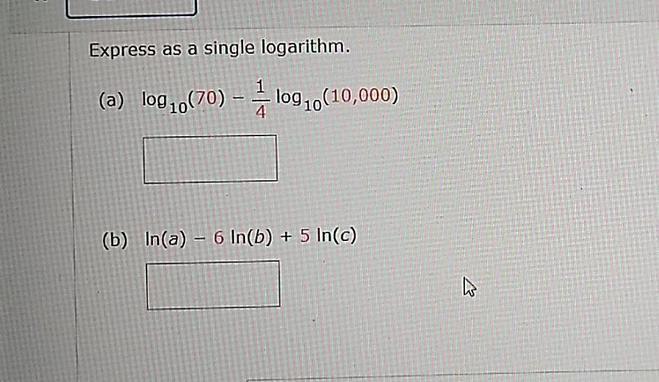 Solved Express as a single logarithm. 1 (a) log10 (70) log | Chegg.com