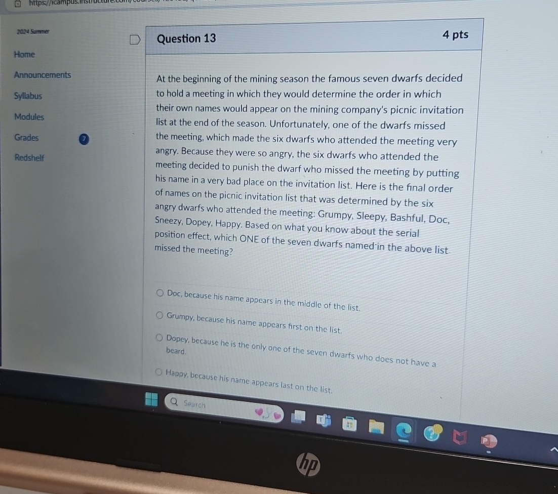 Solved 2024 ﻿SummerQuestion 134 | Chegg.com