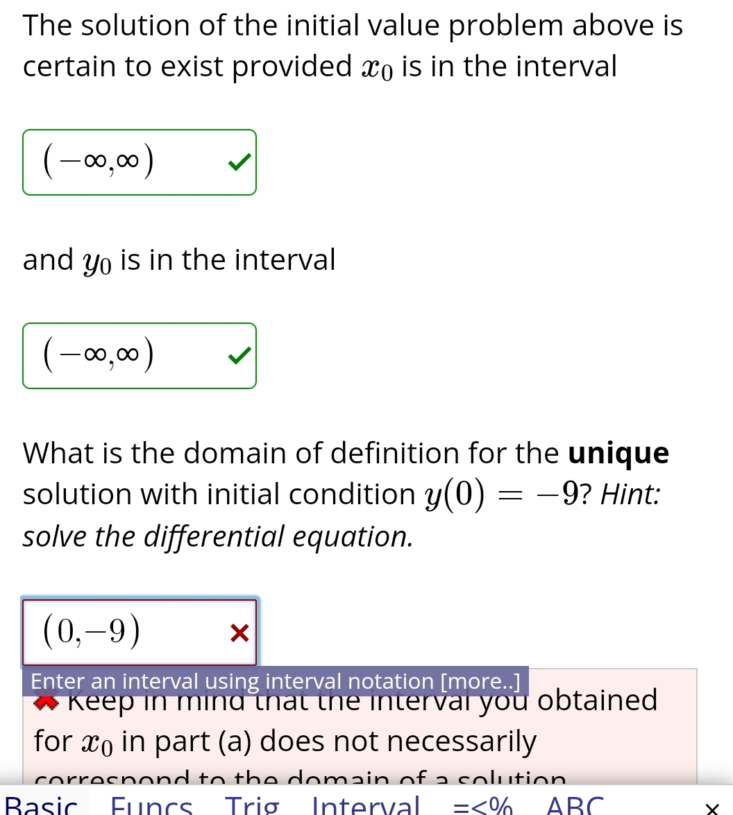 The solution of the initial value problem above is | Chegg.com