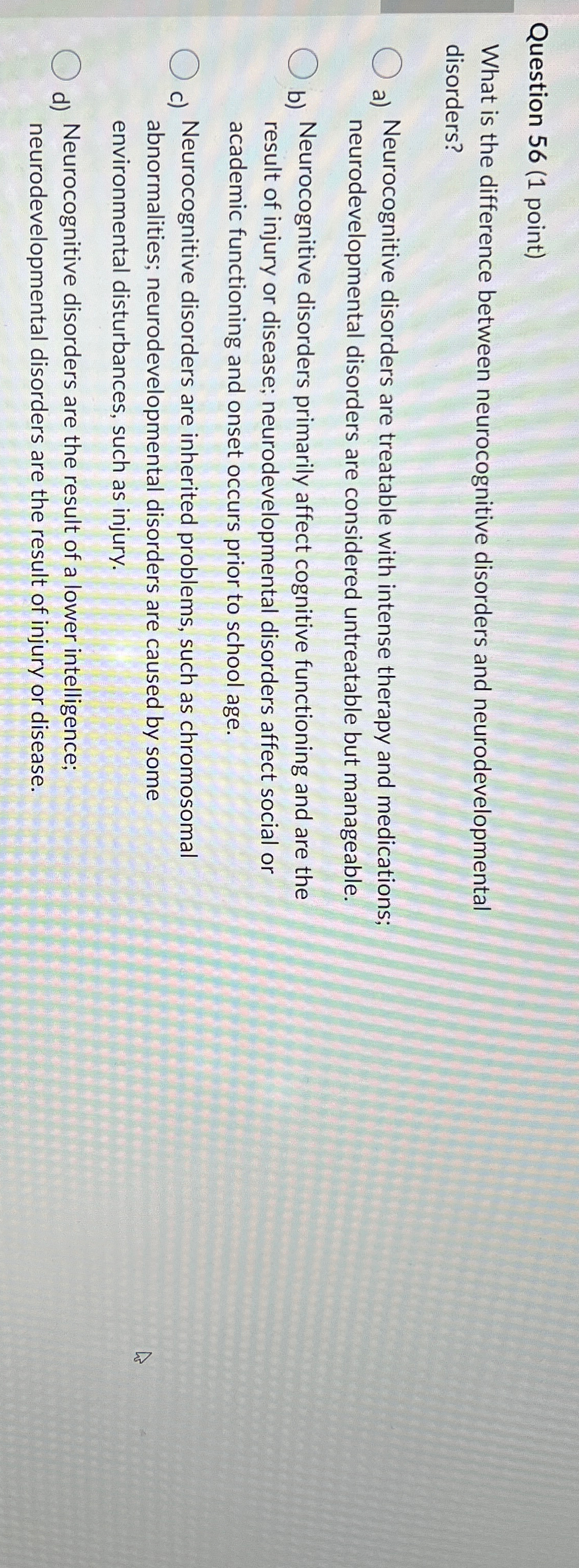 Solved Question 56 (1 ﻿point)What is the difference between | Chegg.com