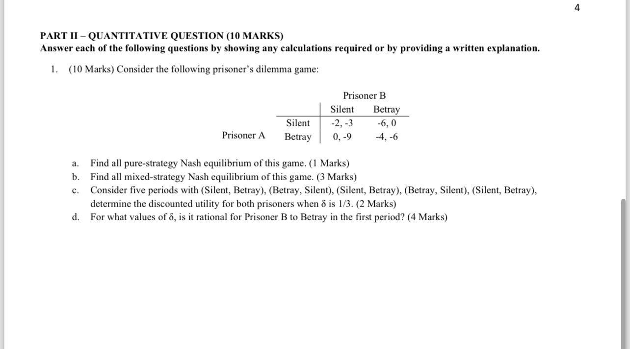 Solved 4PART II - ﻿QUANTITATIVE QUESTION (10 ﻿MARKS)Answer | Chegg.com