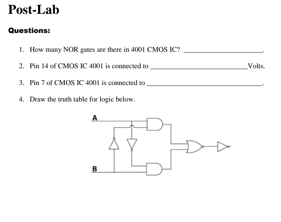 Solved Post-LabQuestions:How many NOR gates are there in | Chegg.com