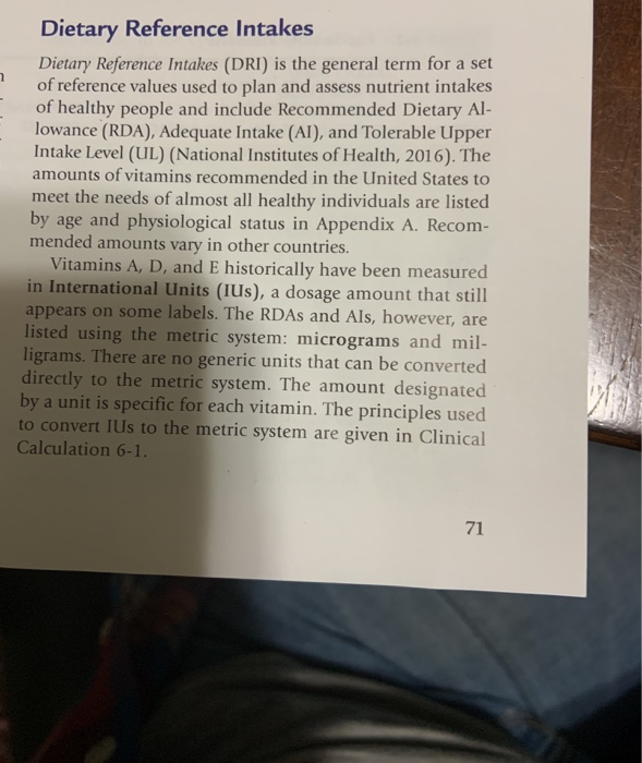 Solved describe dietary reference intake for americans. | Chegg.com