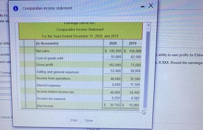 Solved Compute for that are able to camp for tredge Decor | Chegg.com